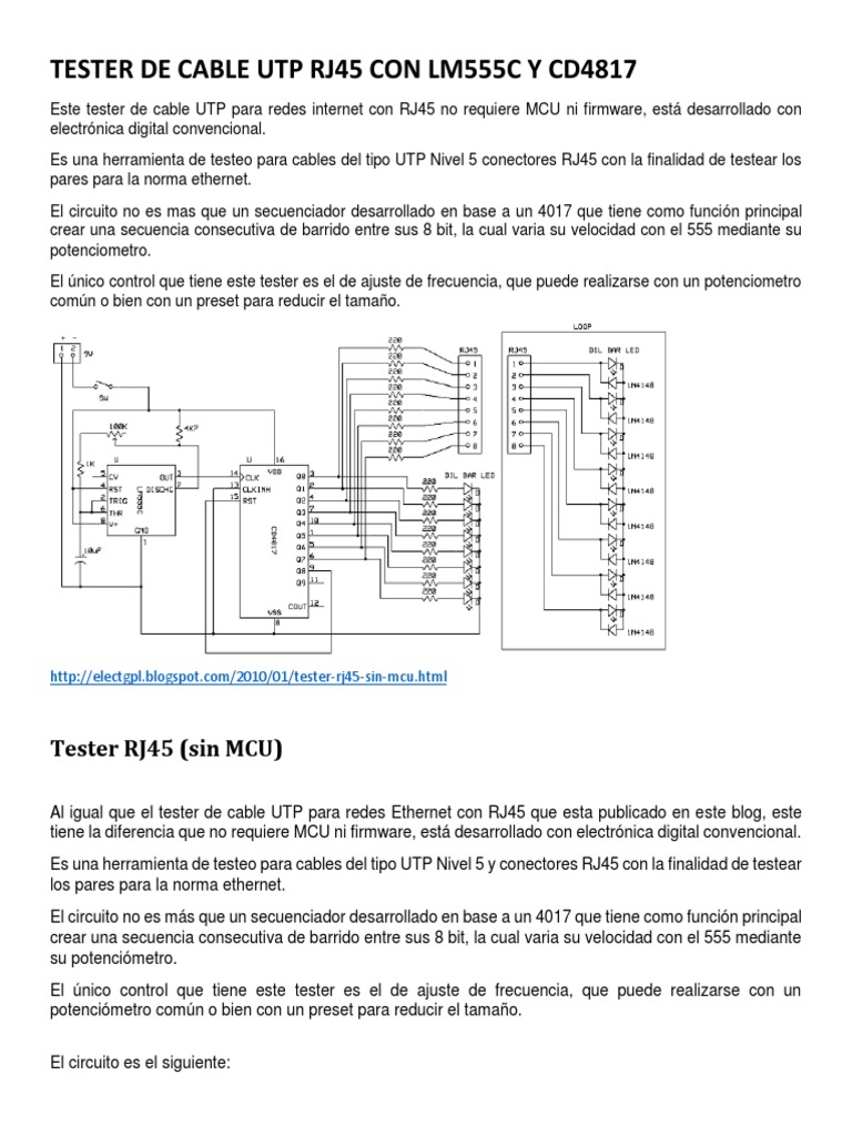 Tester de Cable Utp Rj45 Con Lm555c y Cd4817 | PDF | Informática ...