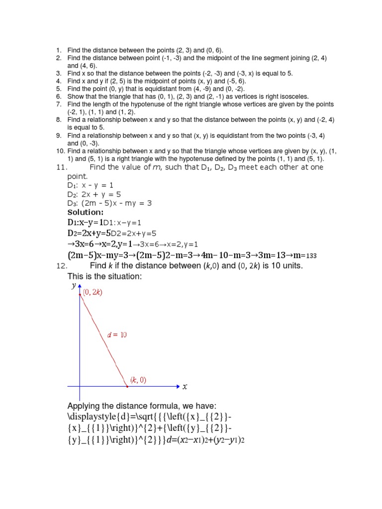 Find The Distance Between The Points | PDF | Triangle | Space