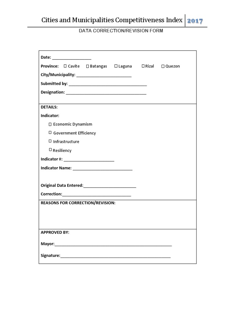 Cmci Data Correction/revision Form | PDF