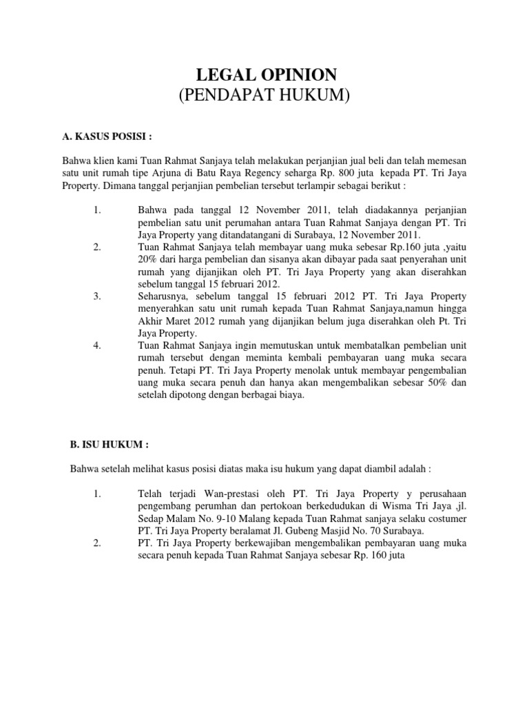 Contoh LEGAL OPINION | PDF