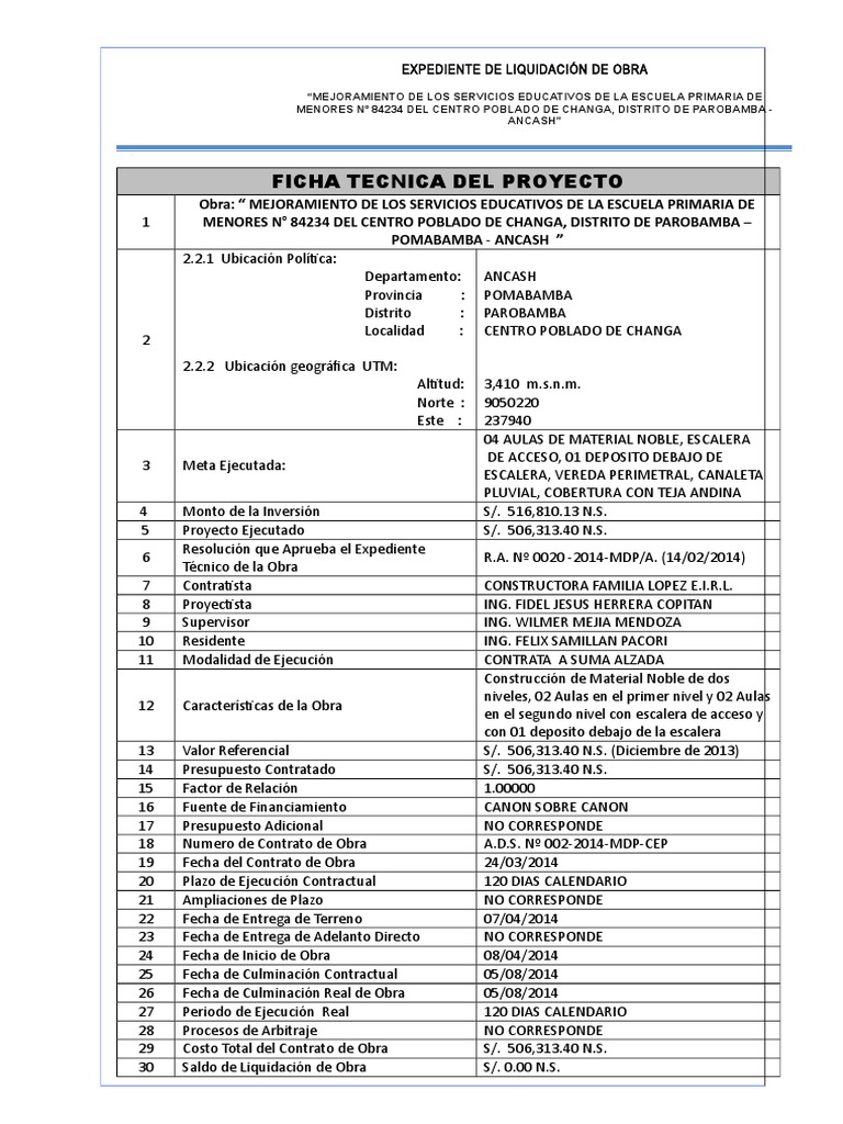 Ficha Técnica de Obra | PDF