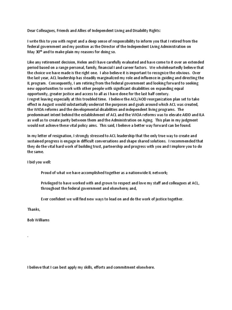 Dear Colleagues, Friends and Allies of Independent Living and ...