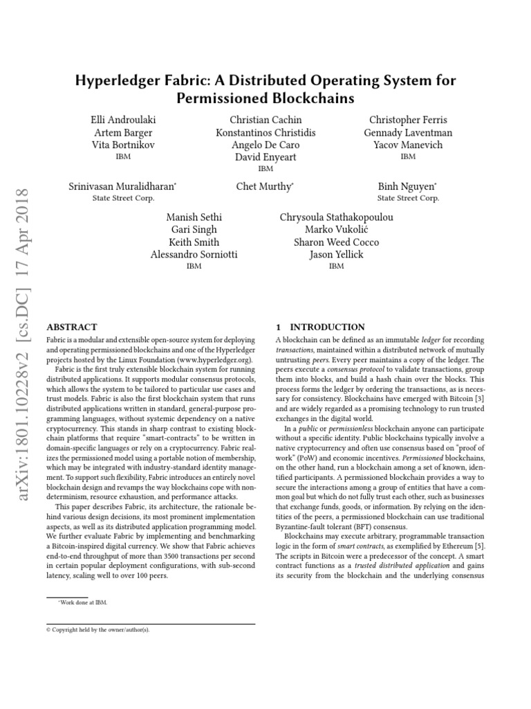 Hyperledger Fabric (Article) PDF | PDF | Replication (Computing) | Computer Programming