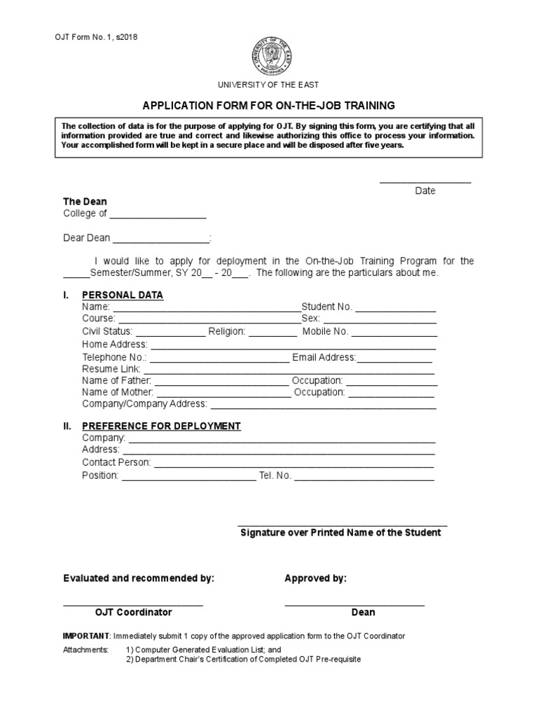 OJT FORM 1 s2018 | PDF | Information Science | Information Technology Management
