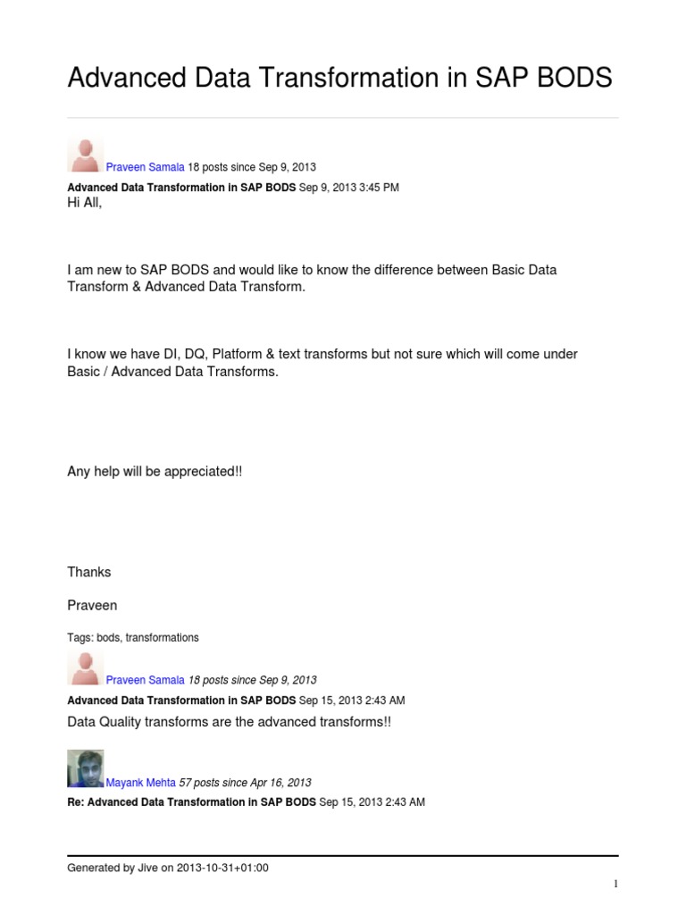 Basic & Advanced Transforms | PDF | Databases | Data Quality