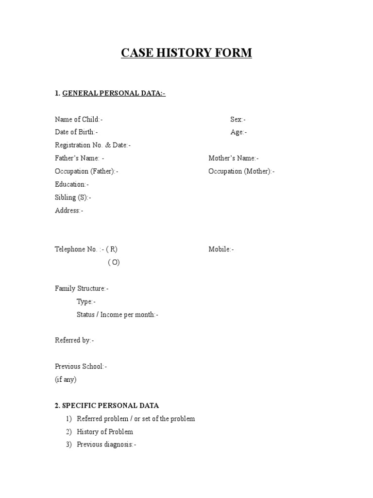 Case History Form | PDF