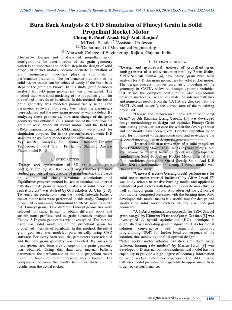 Burnback Analysis CFD Simulation of Finocyl Grain in Solid Propellant ...