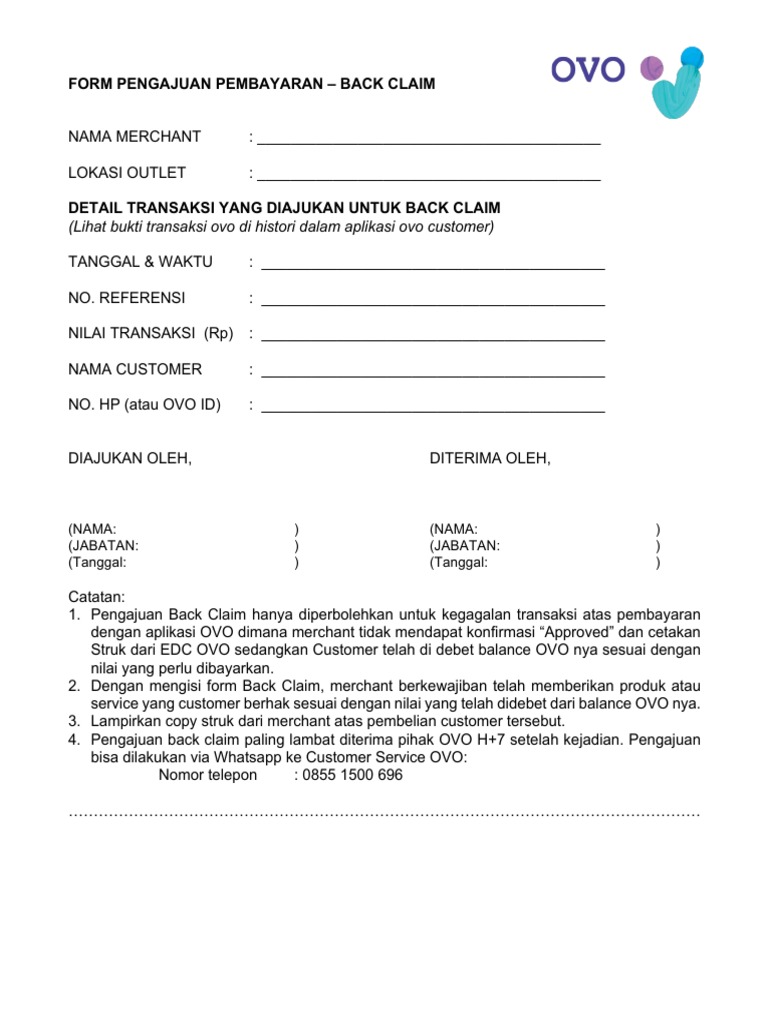 Form Pengajuan Pembayaran - Back Claim | PDF