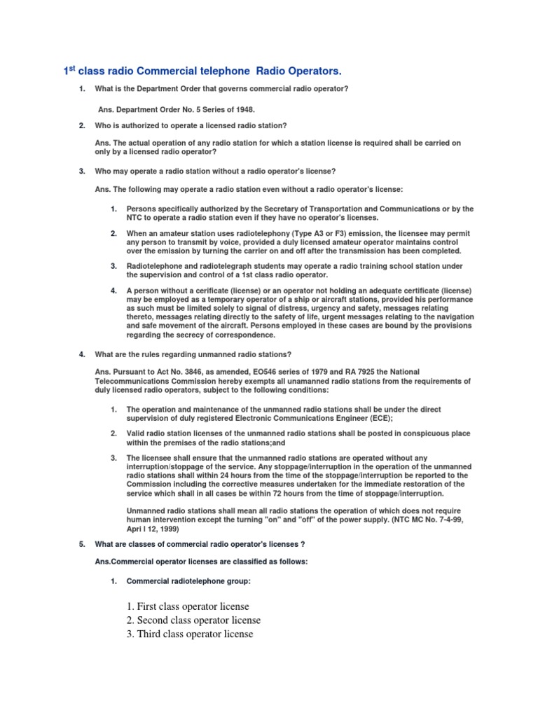 Commercial Radio Operator License Guide | PDF | Radio | Electronics