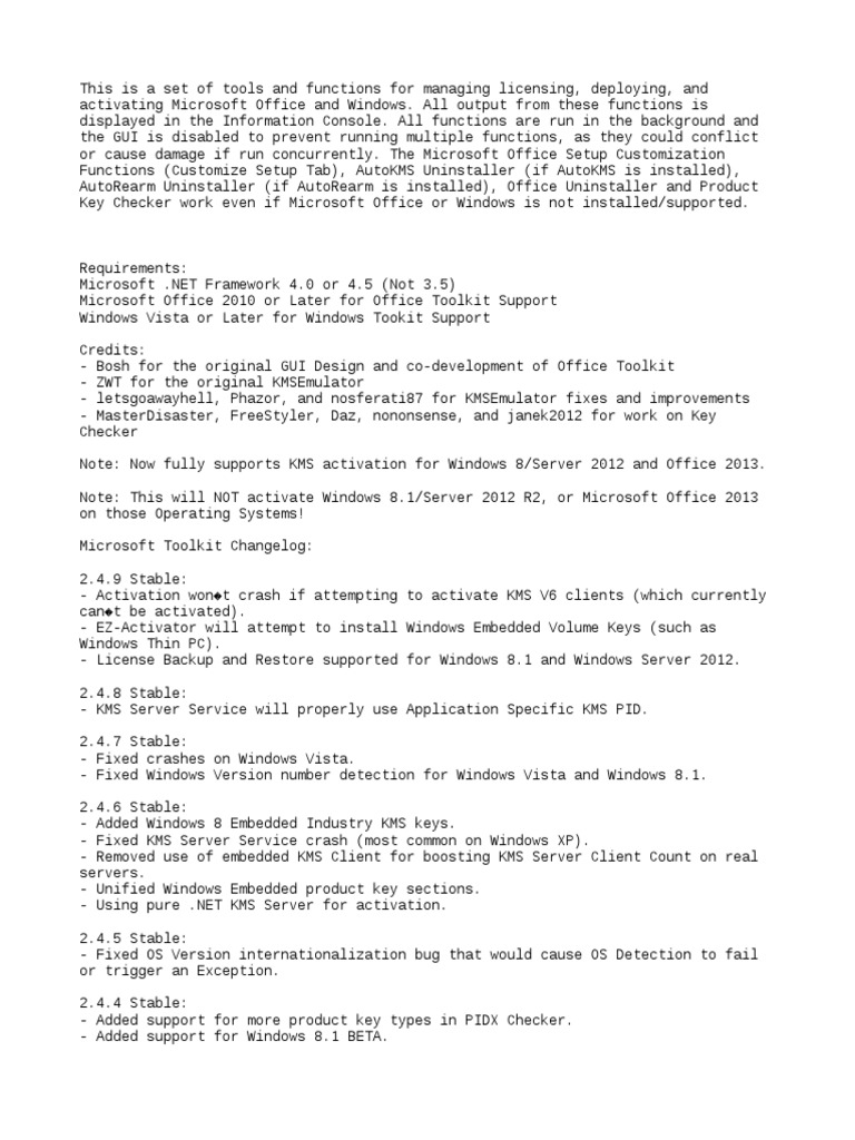 Microsoft Toolkit 2.4.9 | PDF | Windows 8.1 | Microsoft Office 2013