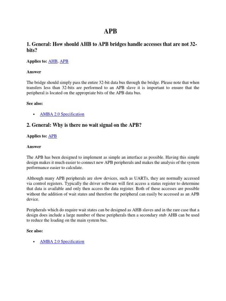 General: How Should AHB To APB Bridges Handle Accesses That Are Not 32 ...