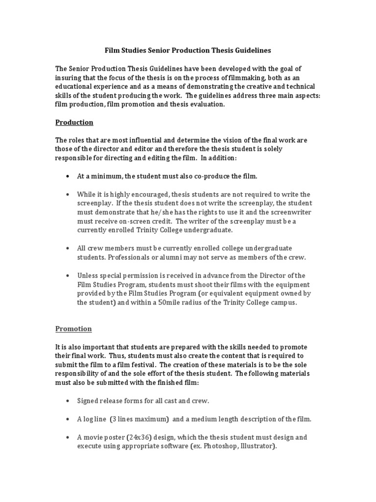 Film Thesis Guidelines | PDF | Film Director | Filmmaking