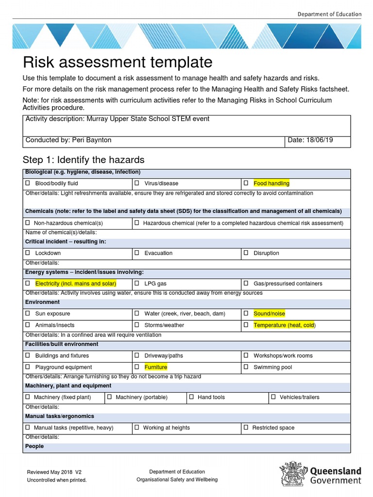 Health-Safety-Risk-Assessment - A2 | PDF | Personal Protective ...
