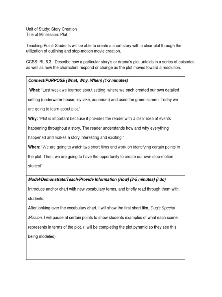 Plot Mini Lesson Digital Portfolio | PDF | Education Theory | Pedagogy