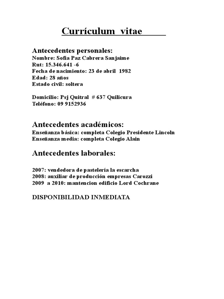 Curriculum Sofia | PDF