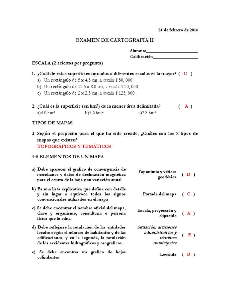 CLAVE Examen Carto II | PDF | Mapa | Cartografía