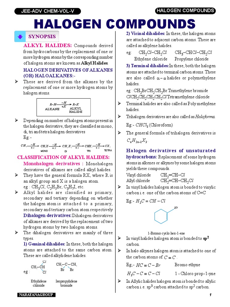 1a.halogen Compounds (01-21) - 1 | PDF | Methyl Group | Chemical Reactions