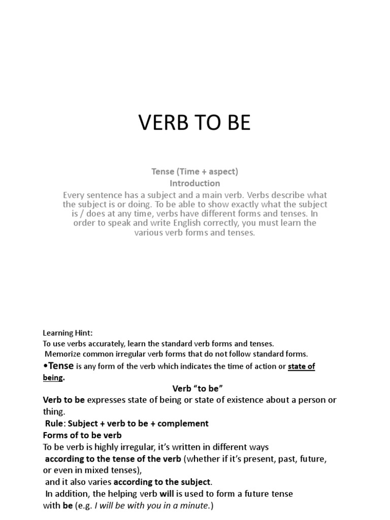VERB To BE Presentation | PDF