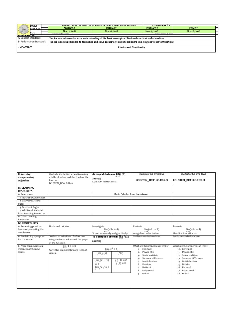 DLL Calculus | PDF | Continuous Function | Function (Mathematics)