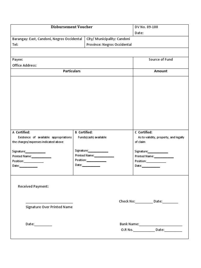 Disbursement Voucher: A Certified: B Certified: C Certified | PDF ...
