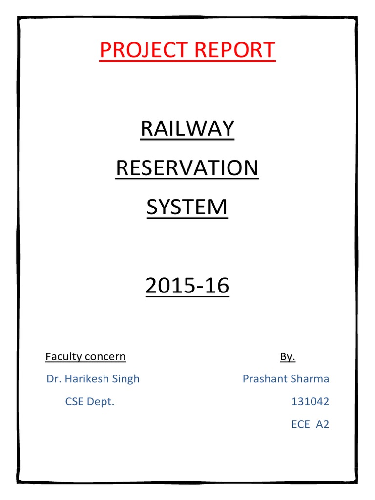 Project Report: Railway Reservation System | PDF | Directory (Computing) | Information Retrieval