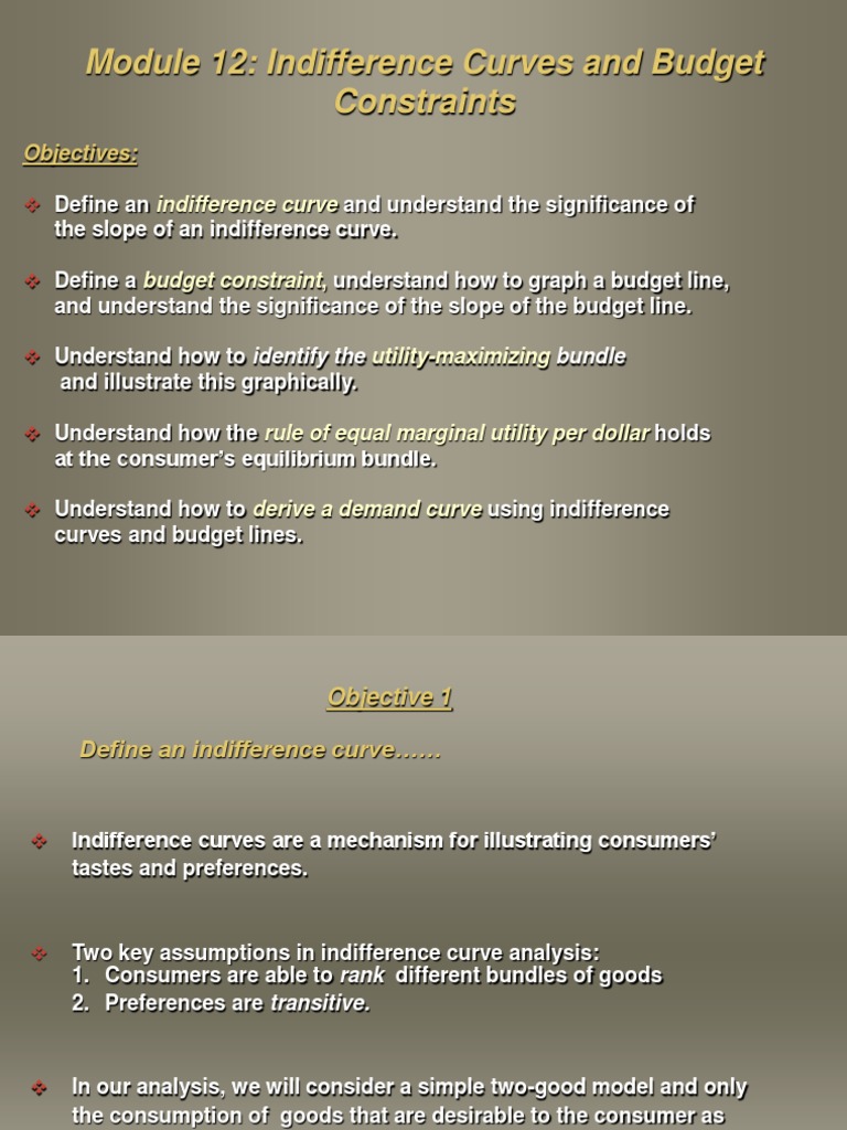 Module 12: Indifference Curves and Budget Constraints | Download Free ...