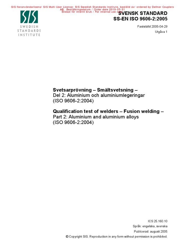 Ss-En Iso 9606-2 2005 | PDF