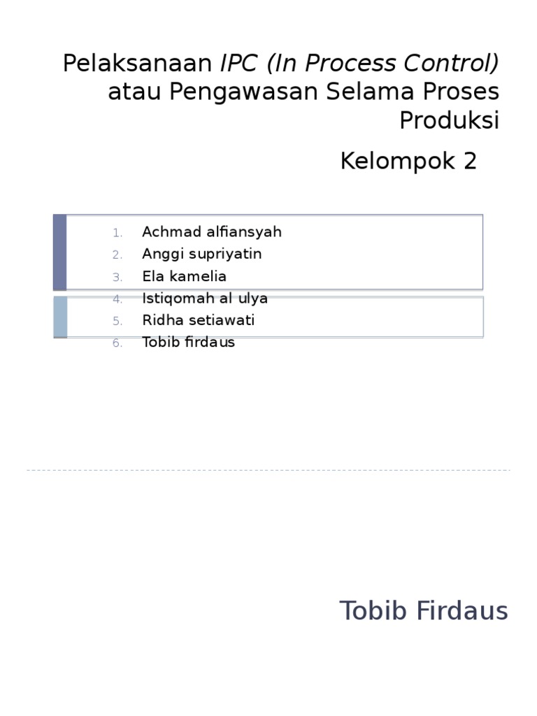 Pelaksanaan IPC (In Process Control) Atau | PDF