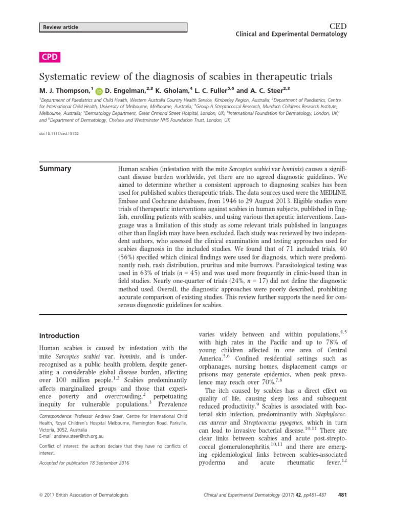 The Treatment of Scabies | PDF | Medical Diagnosis | Systematic Review