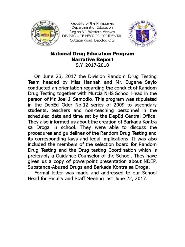 National Drug Education Program Narrative Report | PDF