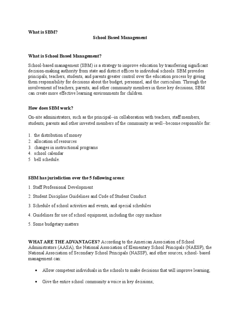 What Is SBM | PDF | Teachers | Decision Making