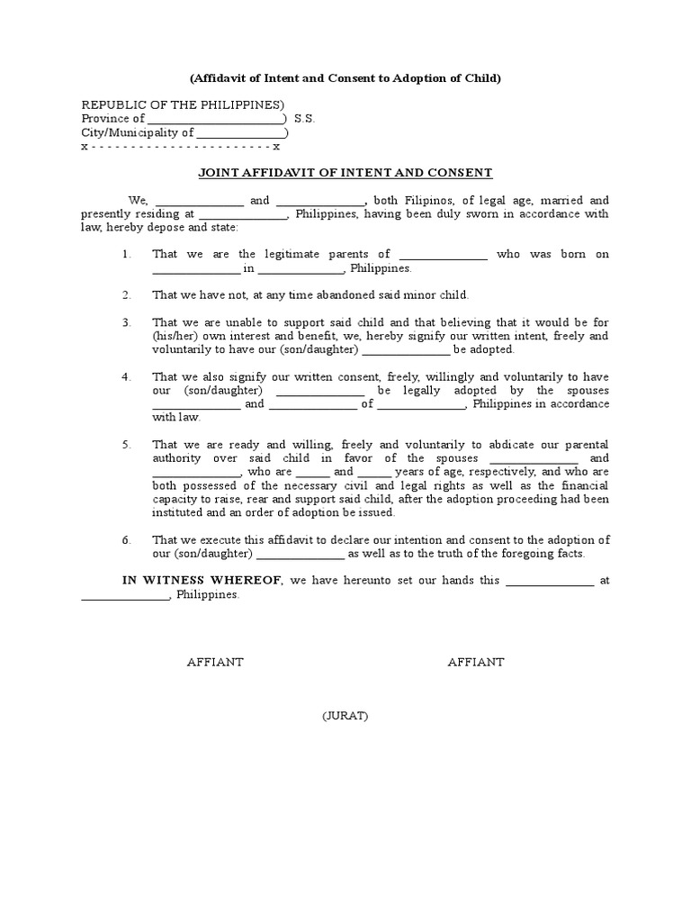Adoption Consent Affidavit Template | PDF