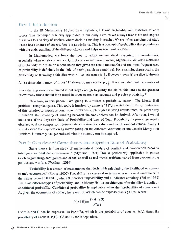 Example 13: Student Work: Mathematics SL and HL Teacher Support ...