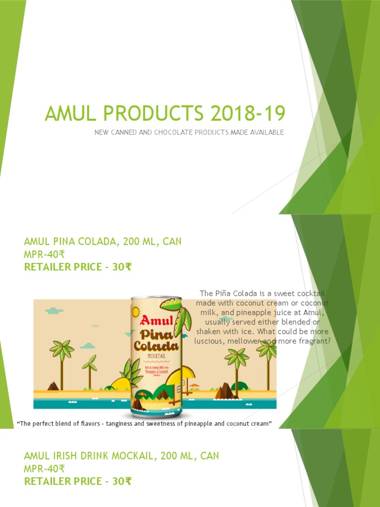 Amul's New Canned & Chocolate Products | PDF | Chocolate | Cocktails