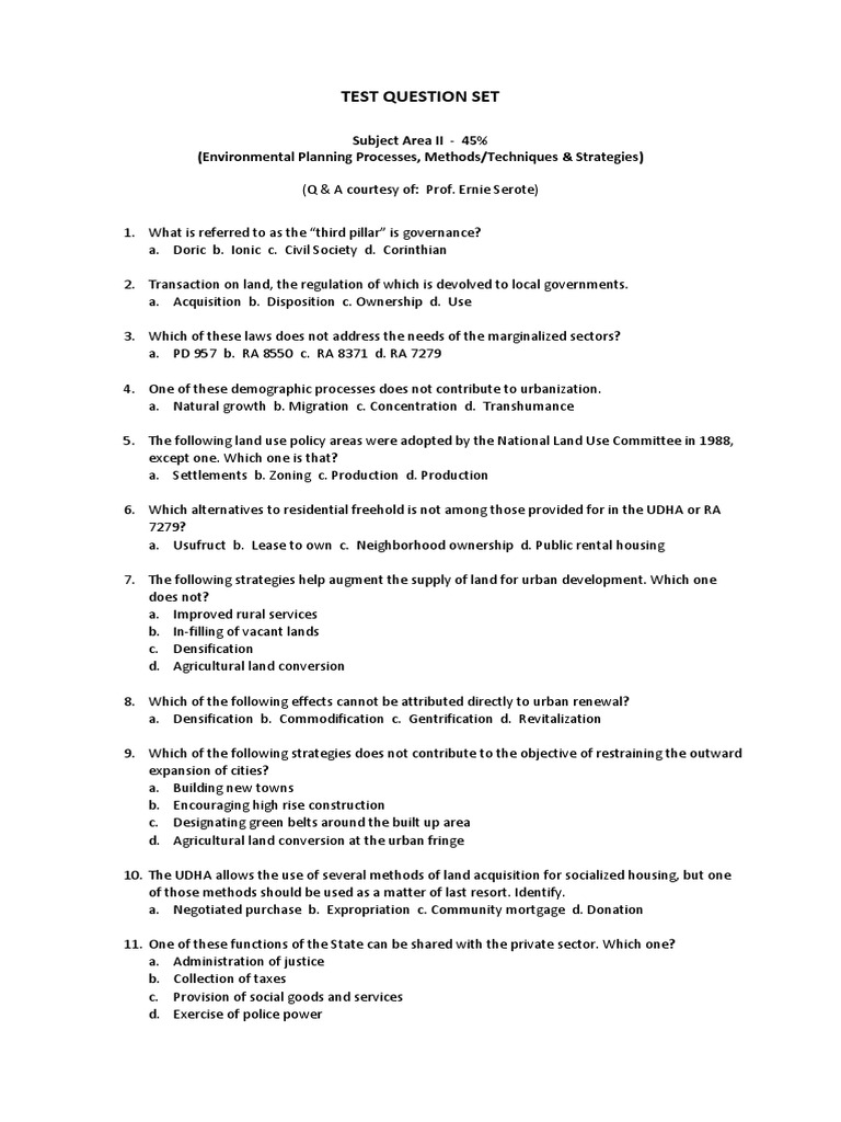 EnP Sample Questions | PDF | Emergency Management | Sustainability