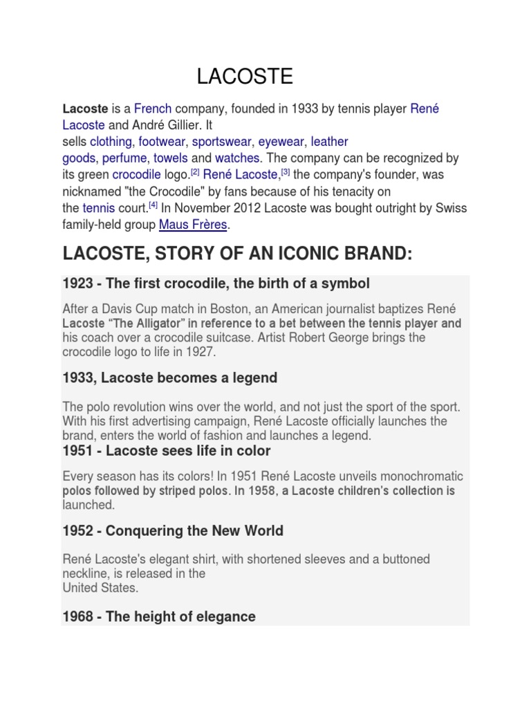 Lacoste | PDF | Clothing | Business