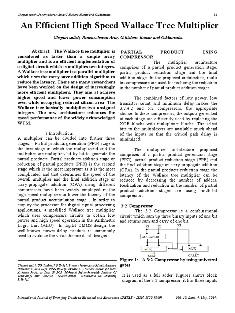 High-Speed Wallace Tree Multiplier | PDF | Logic Gate | Field Programmable Gate Array