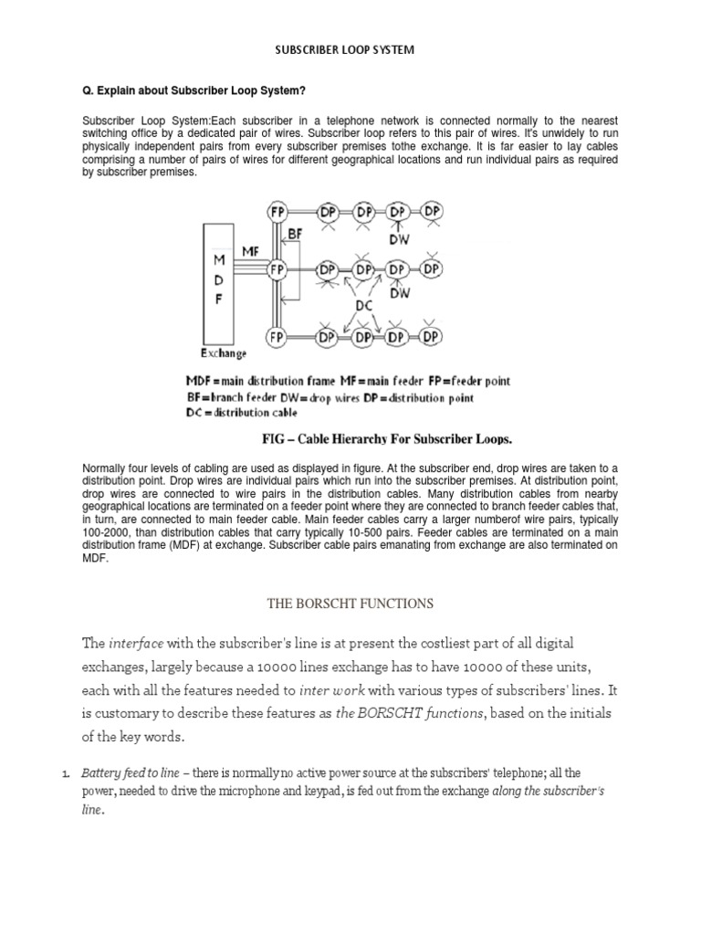 Q. Explain About Subscriber Loop System? | PDF | Telephone Exchange ...