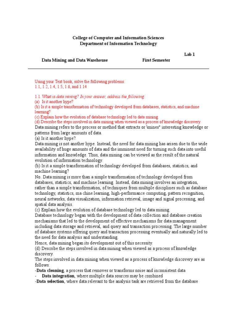 Sheet 1 Solution1 | PDF | Data Mining | Databases