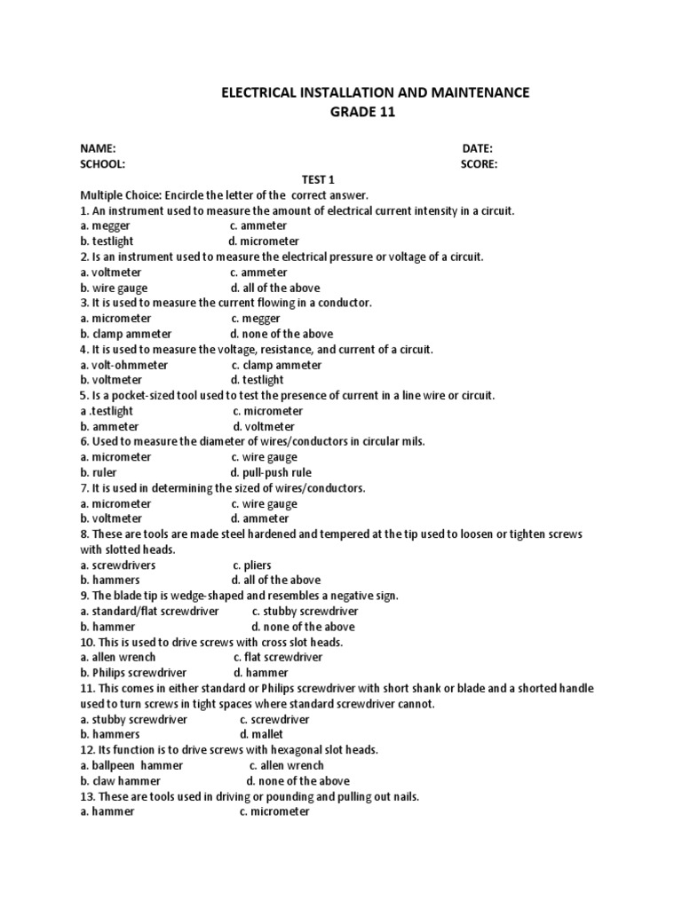 Eim Grade 11 Questioner | PDF | Fluorescent Lamp | Incandescent Light Bulb