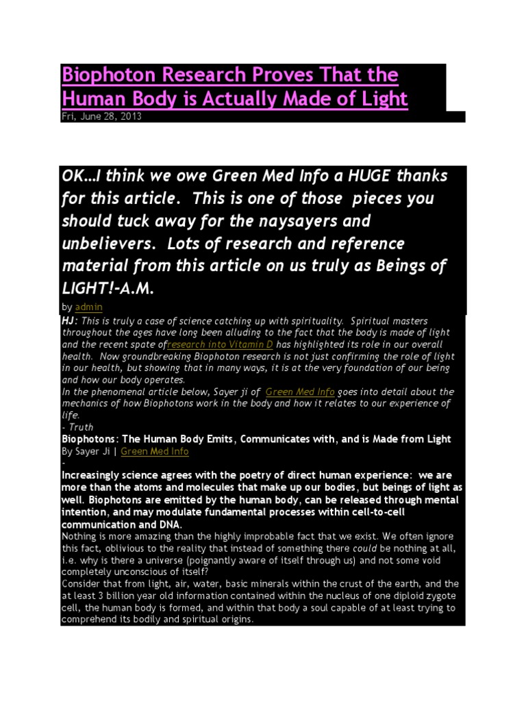 Biophoton Research Proves That The Human Body Is Actually Made of Light ...