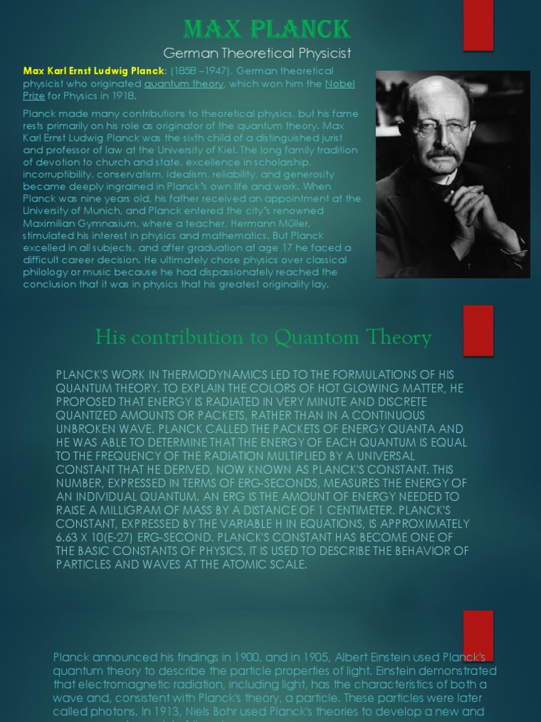 Max Planck: German Theoretical Physicist | PDF | Niels Bohr | Quantum ...
