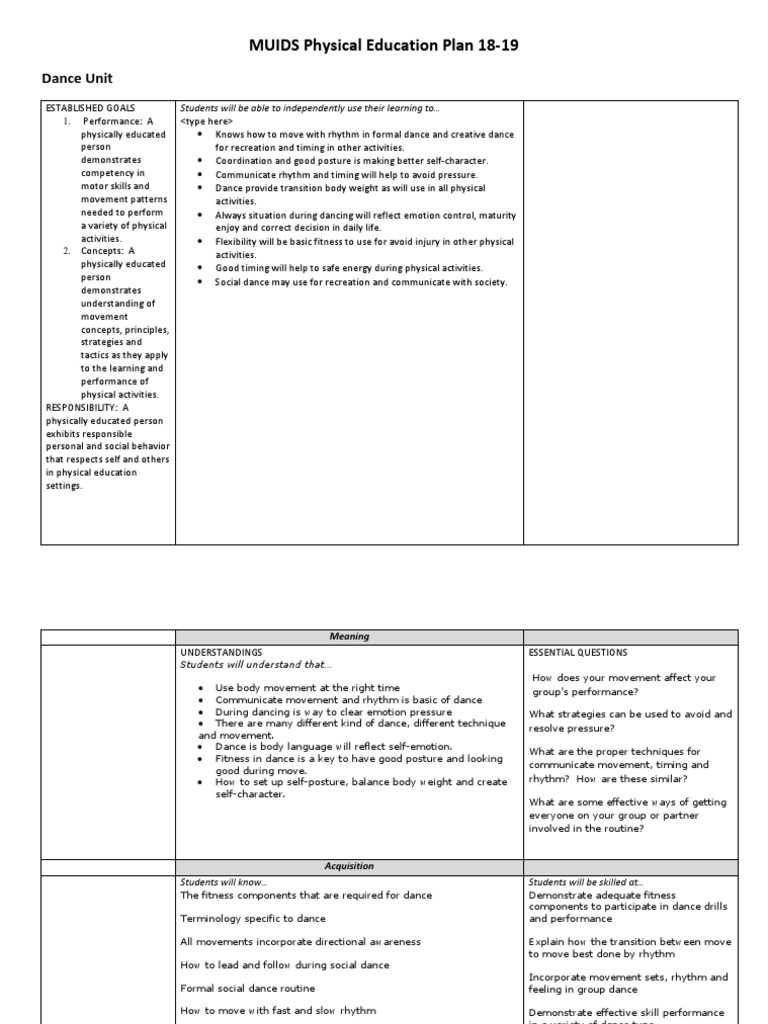 Mdius Dance Unit 18-19 | PDF | Dances | Communication