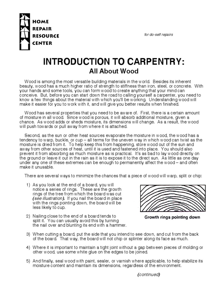 Introduction To Carpentry:: All About Wood | PDF | Plywood | Wood