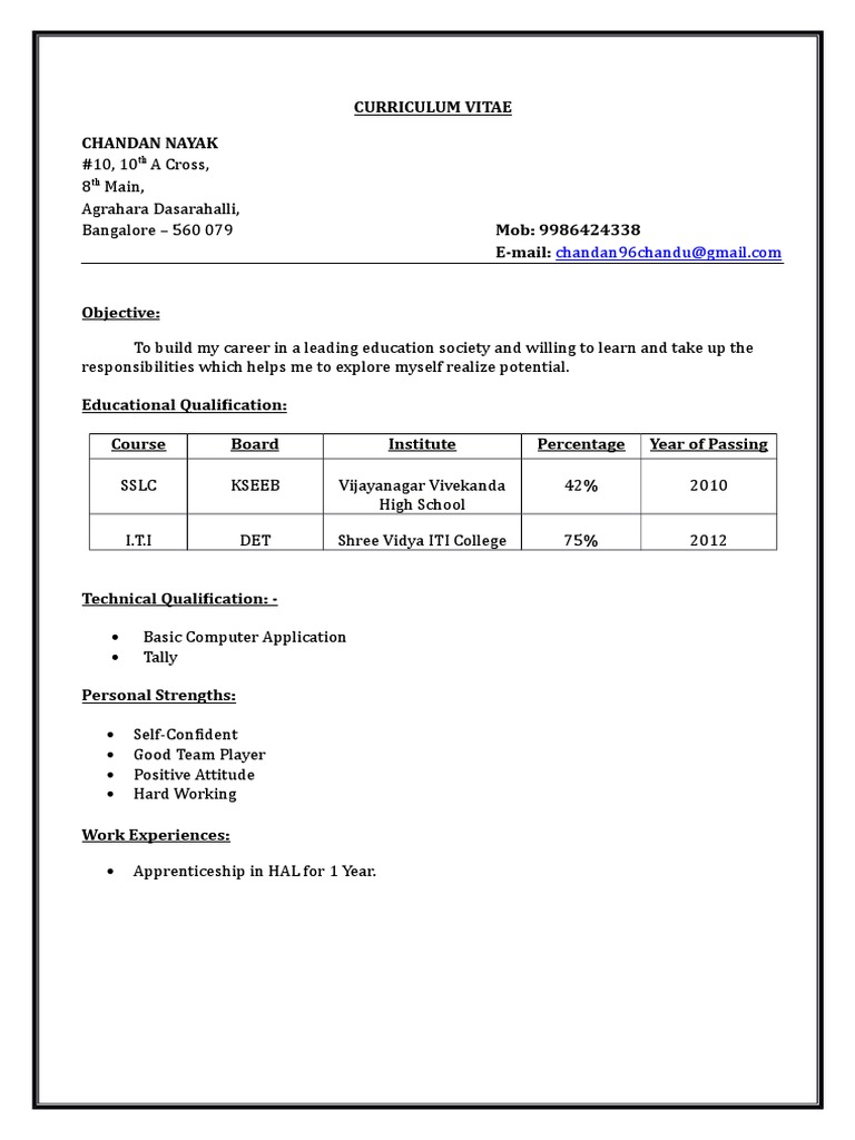 Curriculum Vitae Chandan Nayak: TH TH | PDF