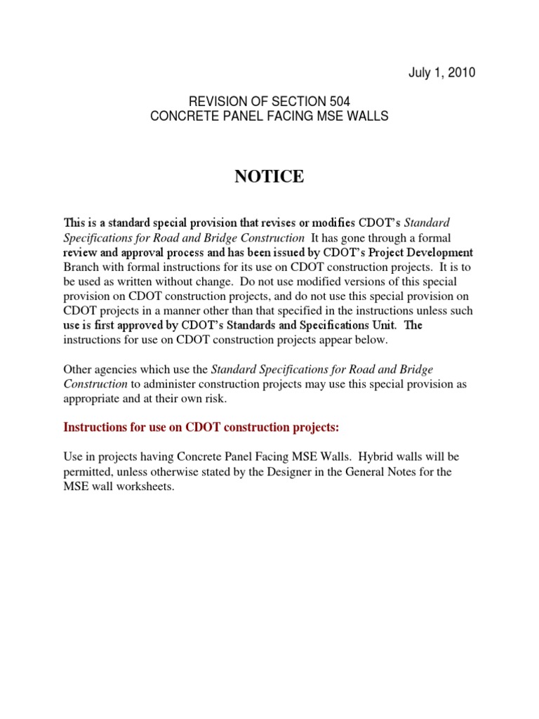 Notice: Specifications For Road and Bridge Construction It Has Gone ...