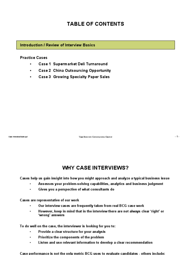 BCG Case Interview Guide | PDF | Retail | Supermarket