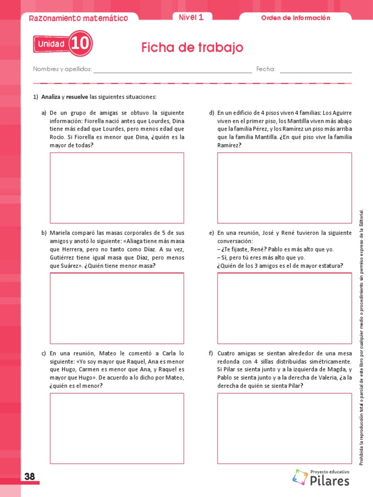 Razonamiento Matemático - 6to Grado - Unidad 10 (SR) | PDF