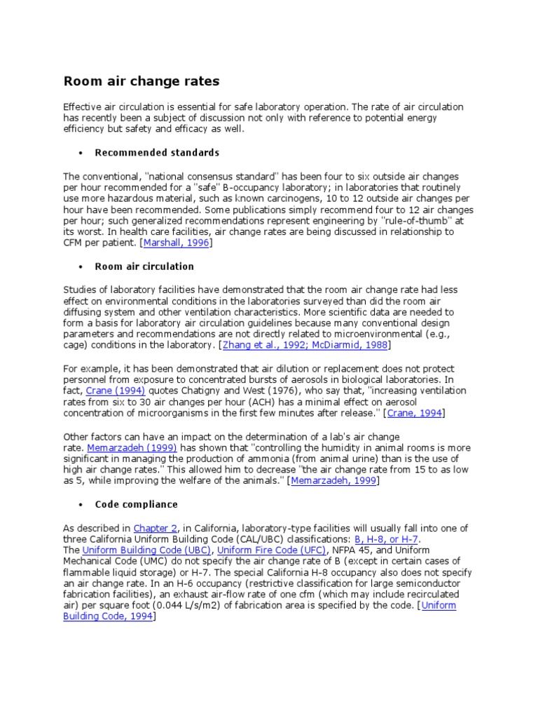 Room Air Change Rates | PDF | Ventilation (Architecture) | Hvac