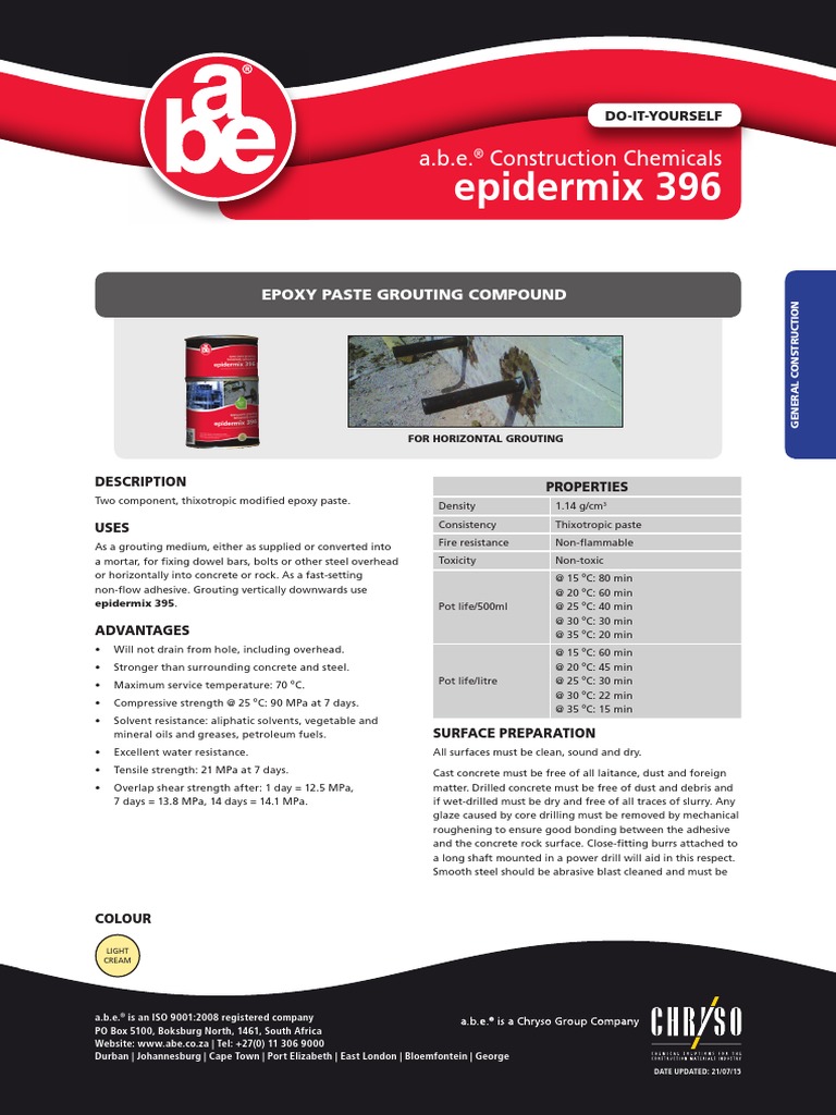 Abe Construction Chemicals Diy Epidermix 396 | Epoxy | Concrete
